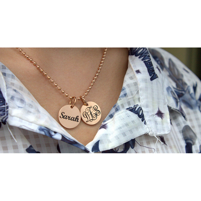 Personalised Jewellery : Personalised Monogram Initial Disc Necklace