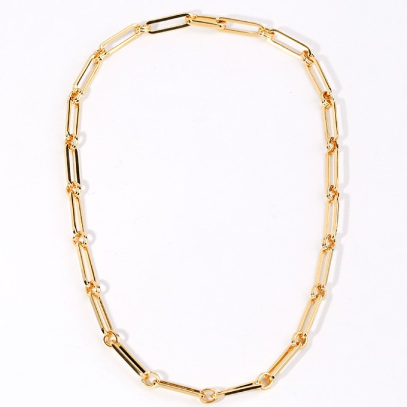 Adjustable Long Link Necklace Chunky Link Chain Silver & Gold Layer ...