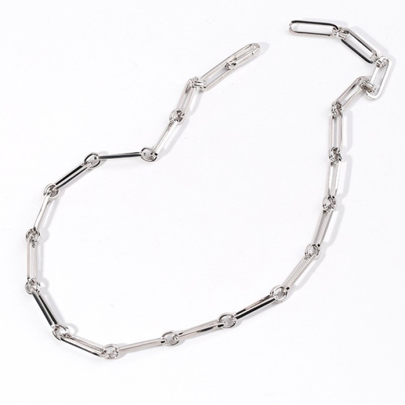Adjustable Long Link Necklace Chunky Link Chain Silver & Gold Layer ...